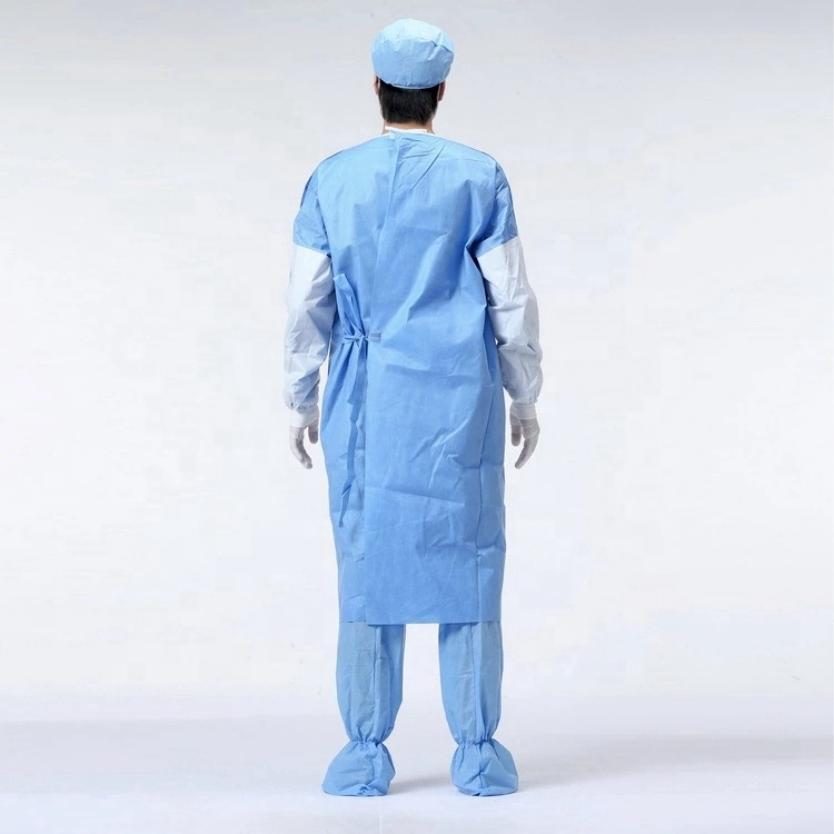 Isolation Surgical Gowns Cpe Blue Waterproof Medical Aprons With Long